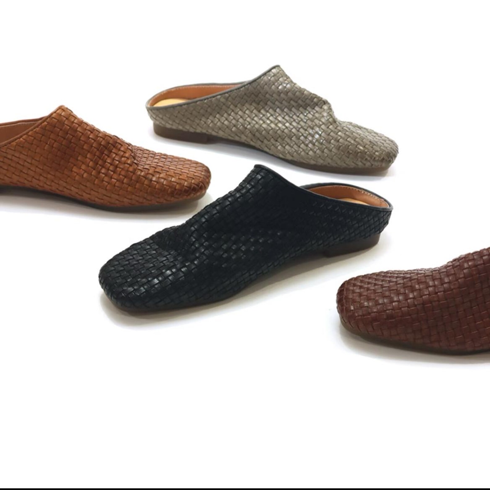 Handmade Woven Sandals/ Mules for Women, Genuine Leather, Crepe Rubber ...