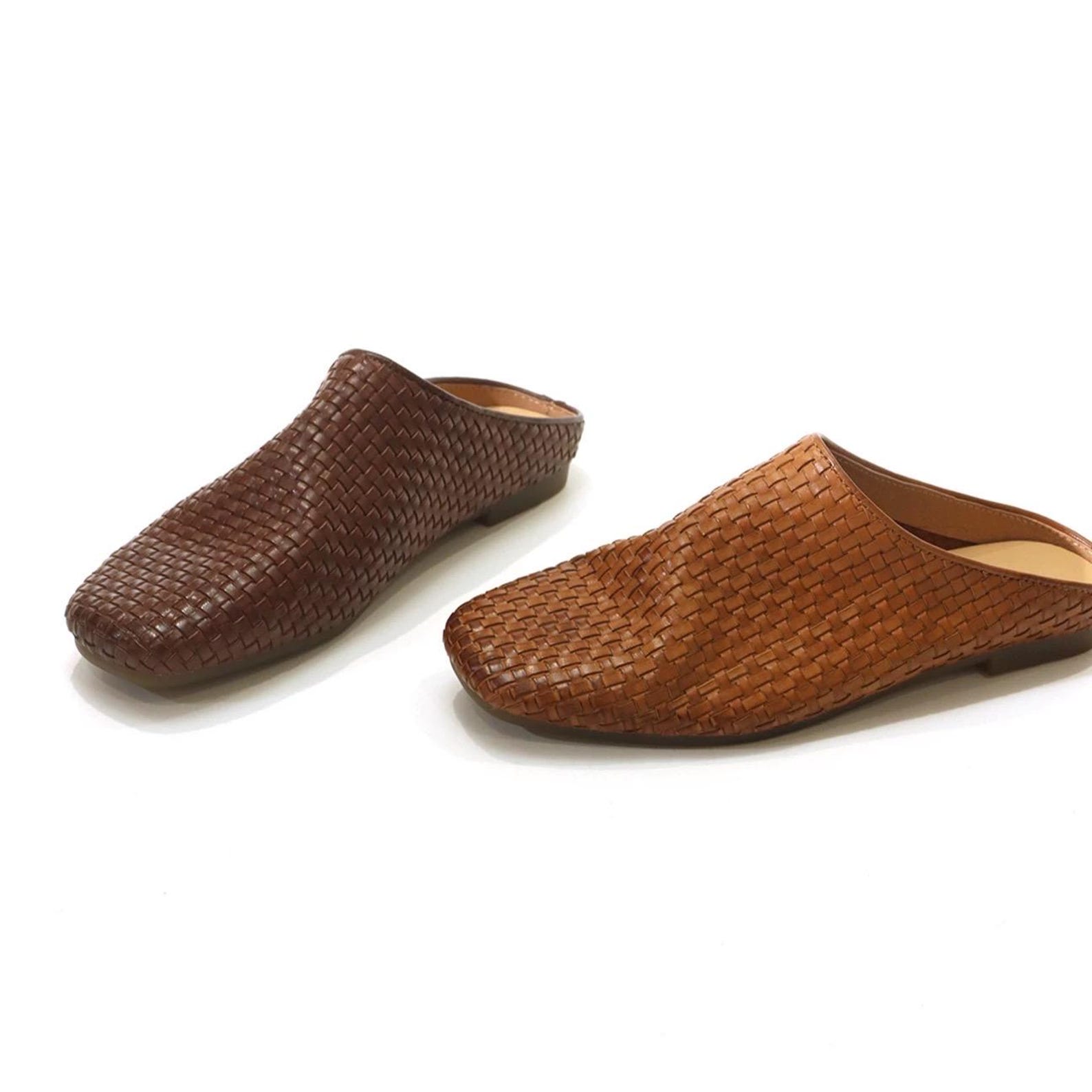 Handmade Woven Sandals/ Mules for Women, Genuine Leather, Crepe Rubber ...