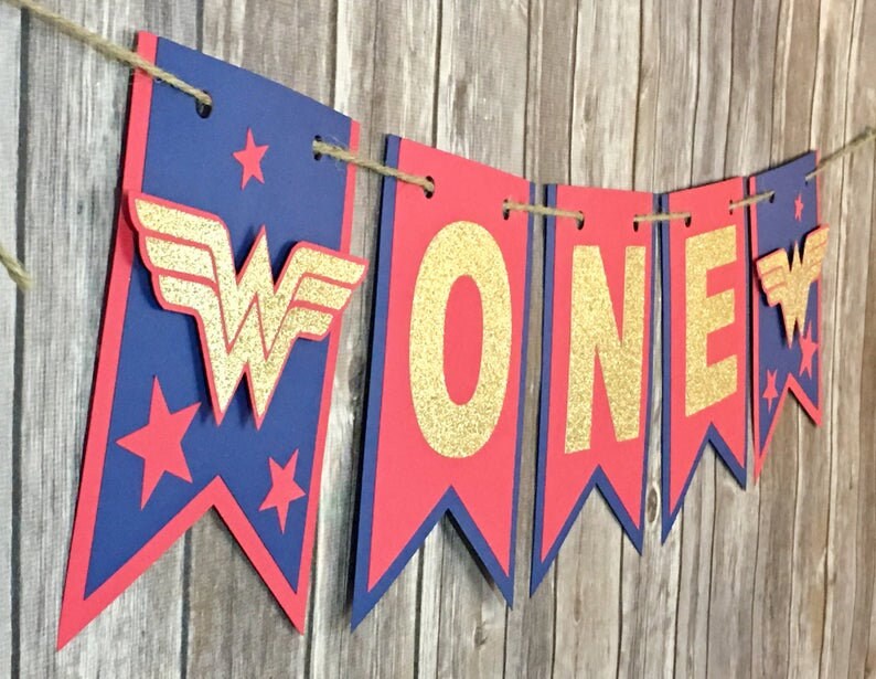 Wonder Woman One Birthday Banner - Etsy