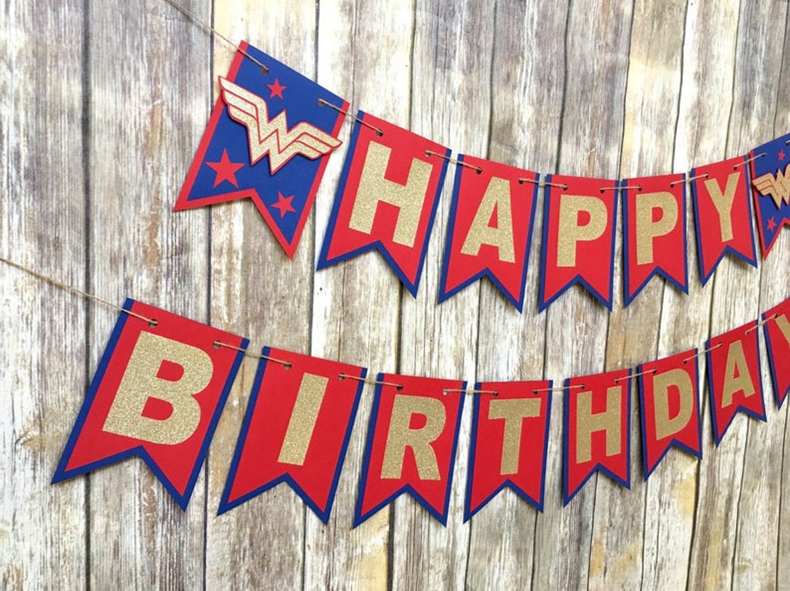 Wonder Woman Birthday Banner - Etsy
