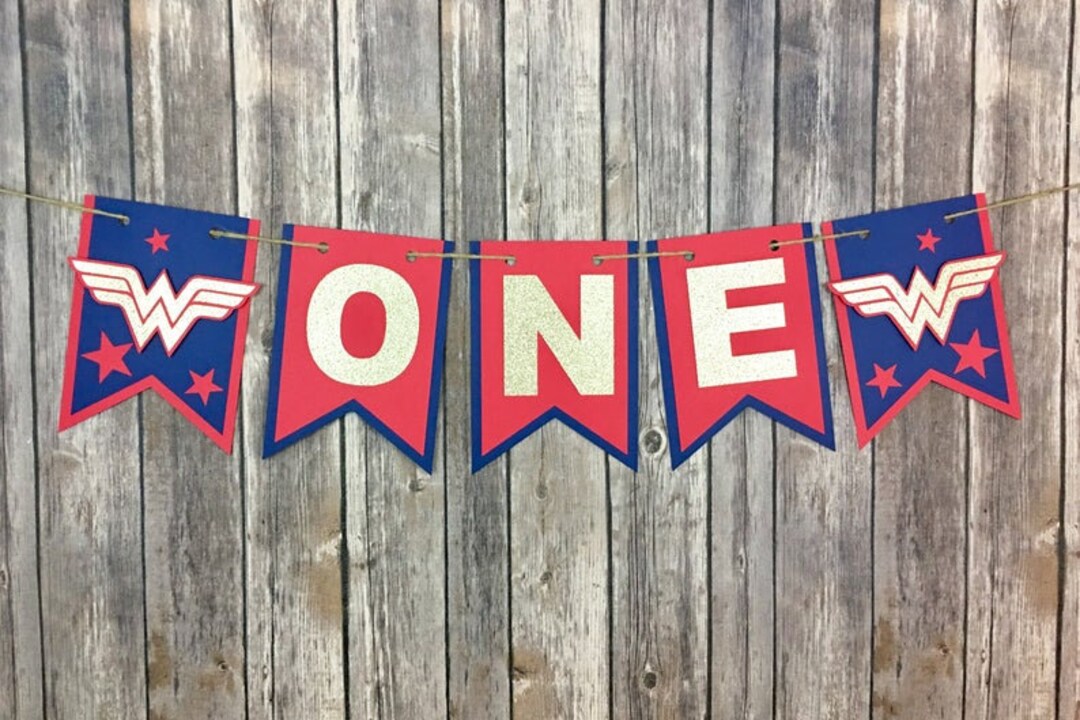 Wonder Woman One Birthday Banner - Etsy