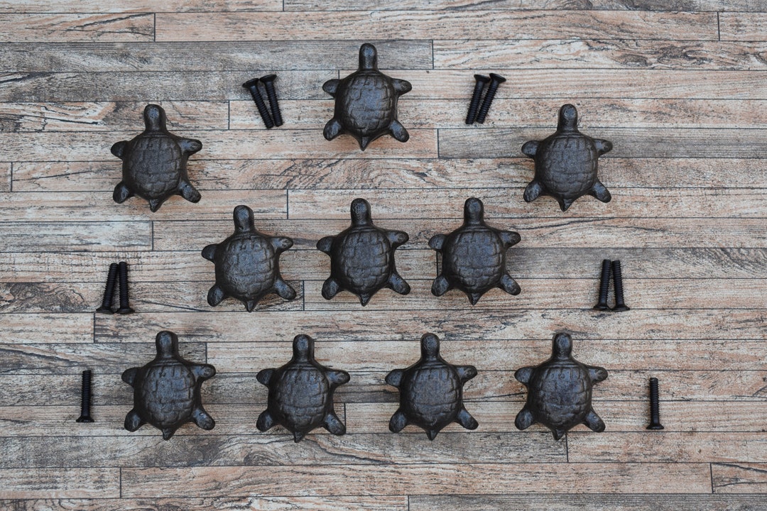 10x Vtg Cast Iron Tortoise Turtle Shape Drawer Cupboard Door Gate Pulls Knobs Handles Furniture ...