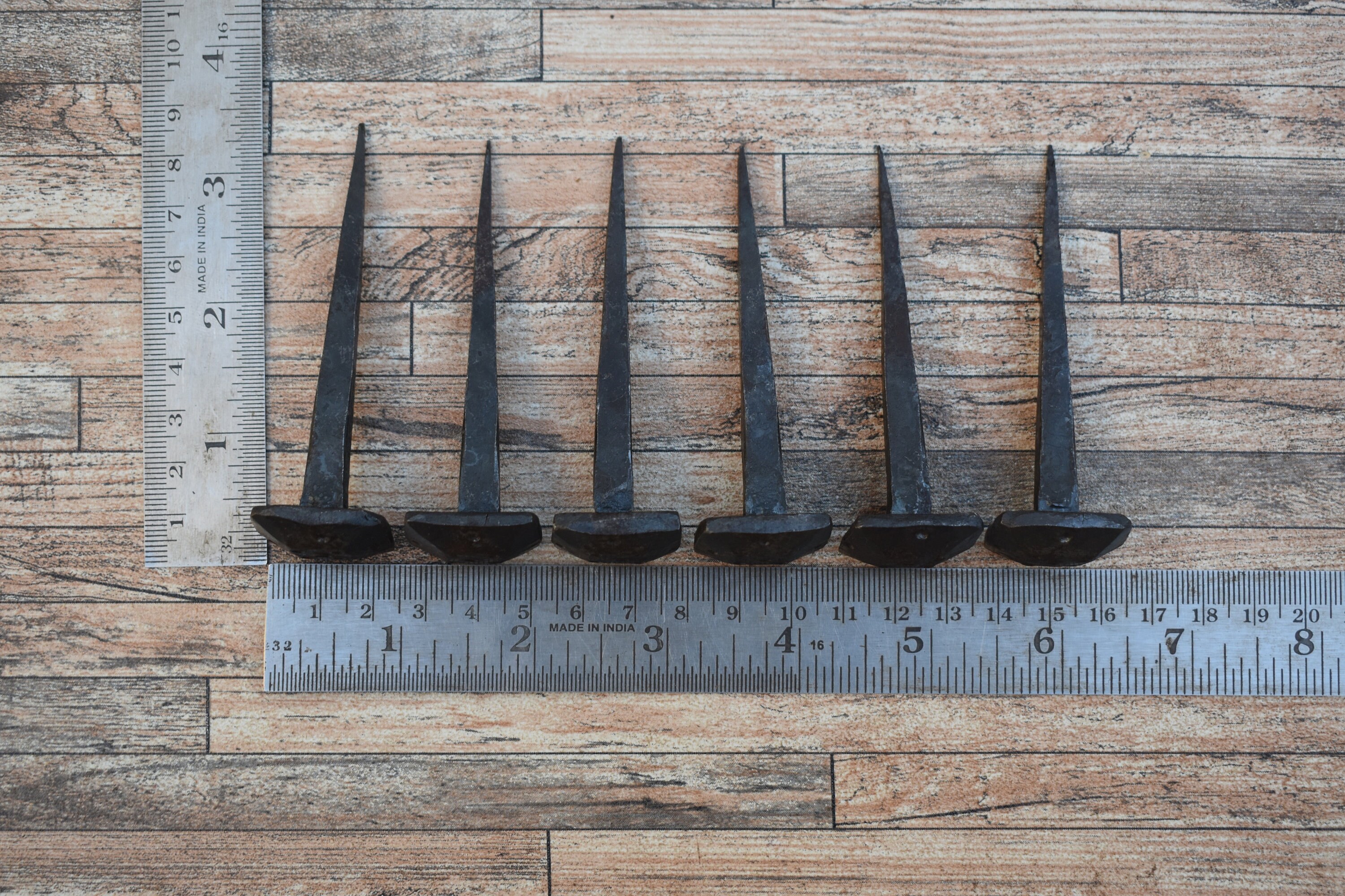 6x Vintage Style Blacksmith Handforged Wrought Iron Nails Door Gate ...