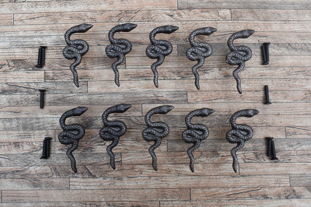 10 Pcs Vintage Cast Iron Snake Drawer Pulls, Farmhouse Kitchen Cabinet ...
