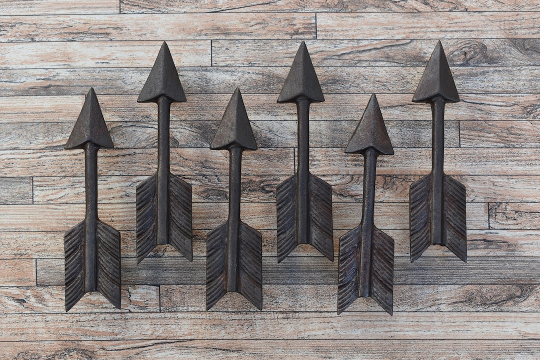 6x Vintage Cast Iron Arrow Shape Pulls Handles Door Gate Drawer ...
