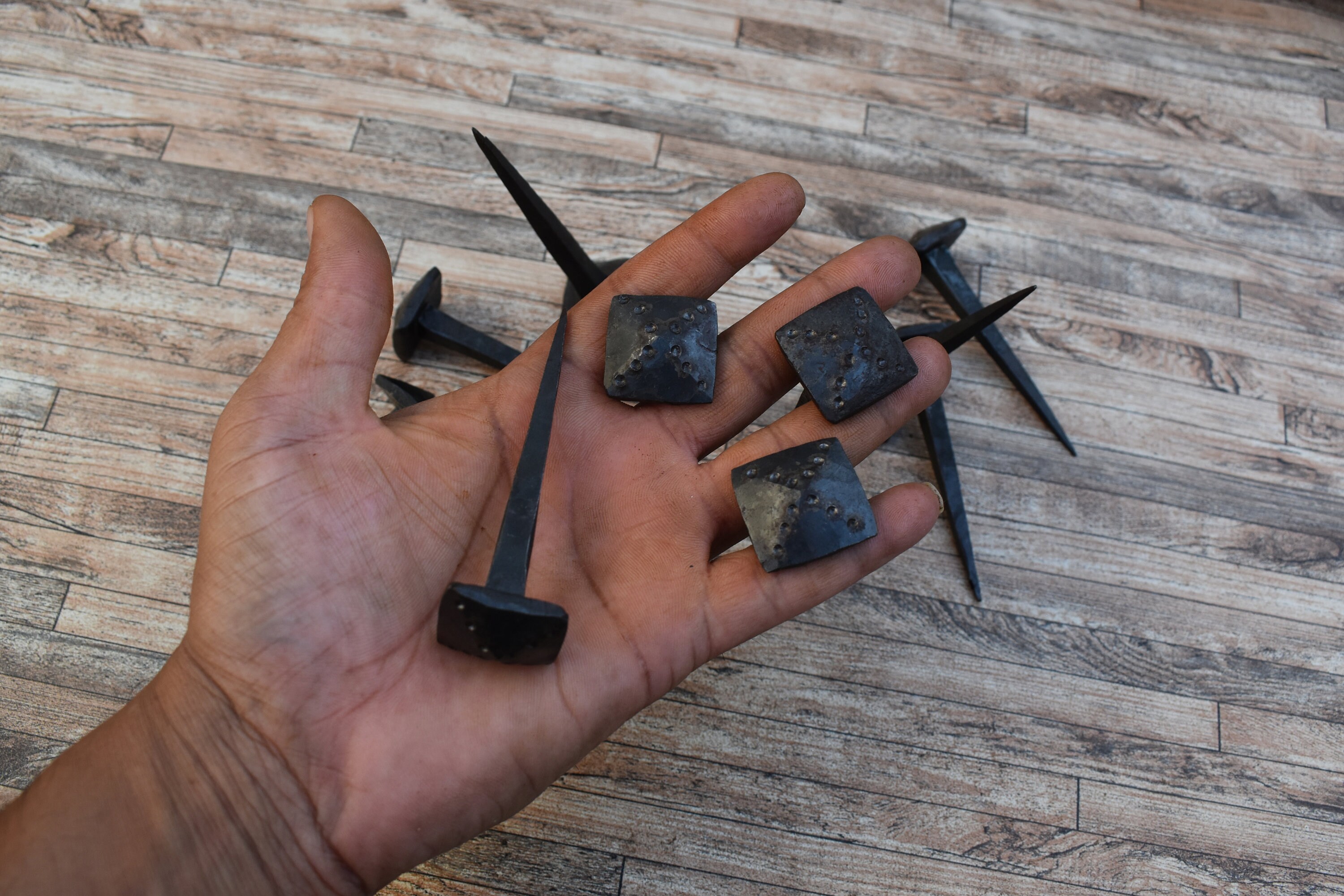 10 Pcs Vintage Blacksmith Wrought Iron Handforged Door Gate Hammered ...