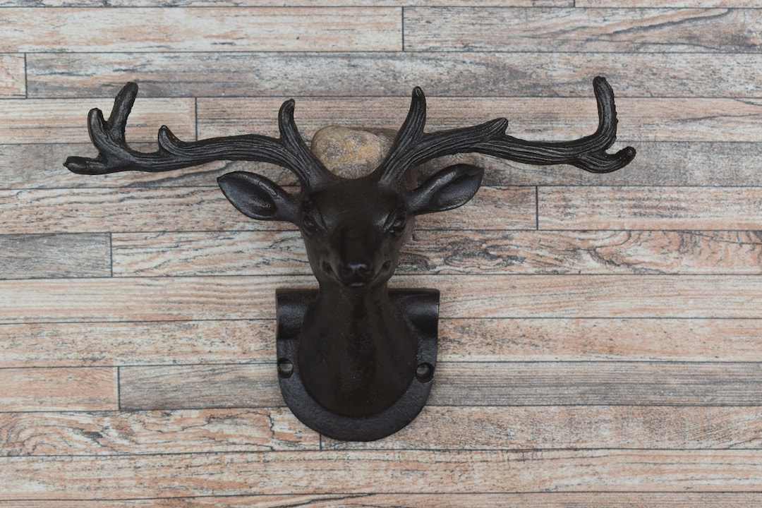 Vintage Cast Iron Deer Head Shape Hat Coat Towel Hanging Hook Kitchen ...