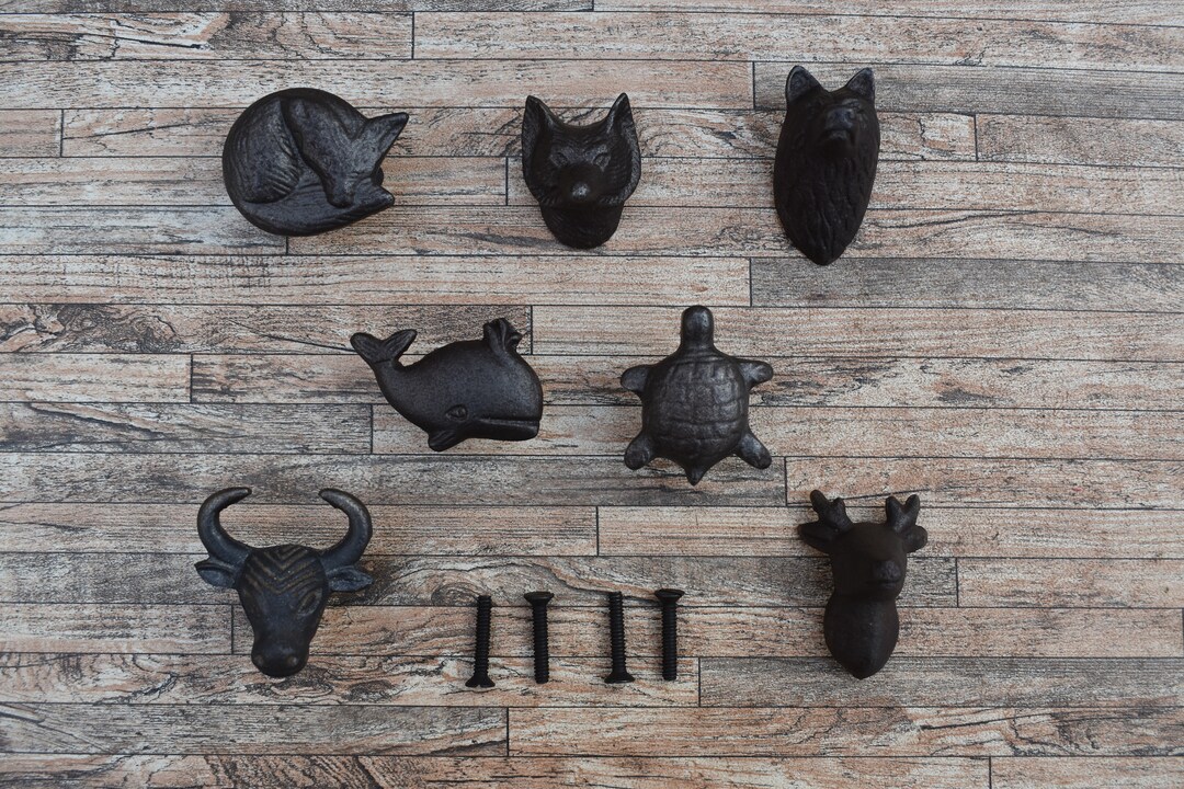 Cast Iron Animal Knobs - Vintage Style Farmhouse Decor - Etsy