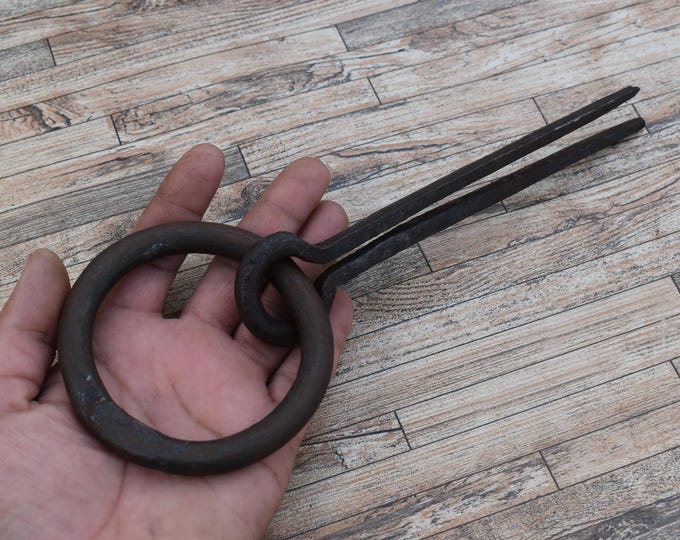 Vintage Wrought Iron Handforged Horse Tie Hitching Post Ring Rustic ...