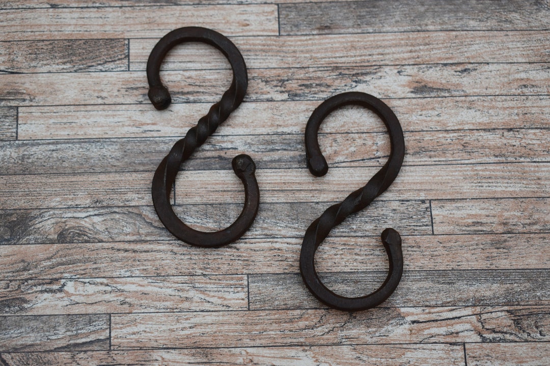 Handforged Wrought Iron S Hook: Twisted Rope Design, Farmhouse Decor ...