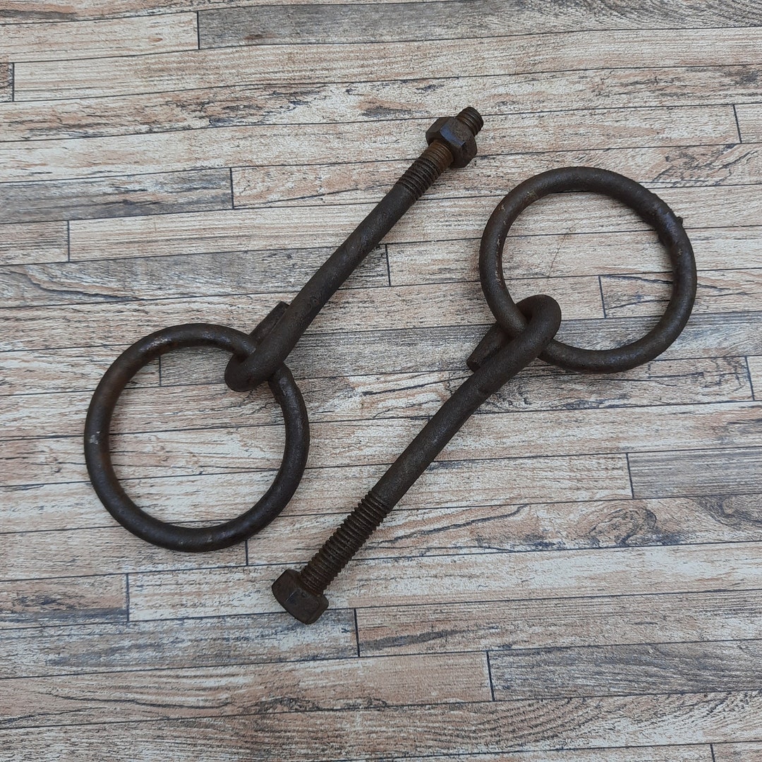 2 Pcs Iron Handmade Horse Tie Hitching Post Ring Tools Stable Harness ...