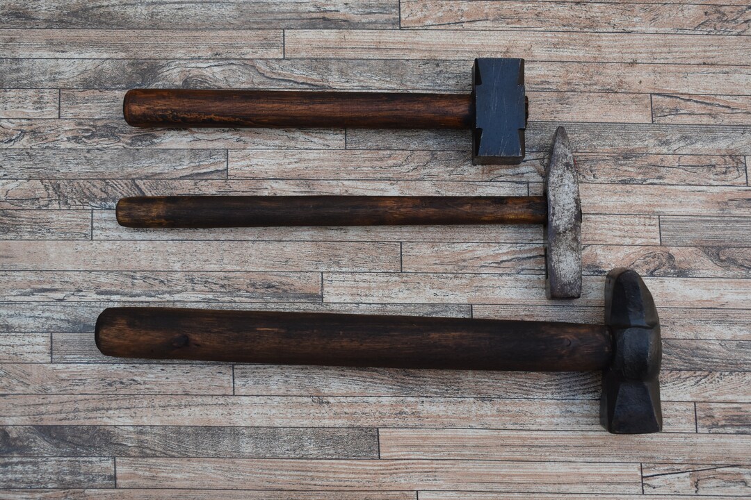3pcs Vintage Iron Blacksmith Hammer Tinsmith Silversmith Hammer Tool ...