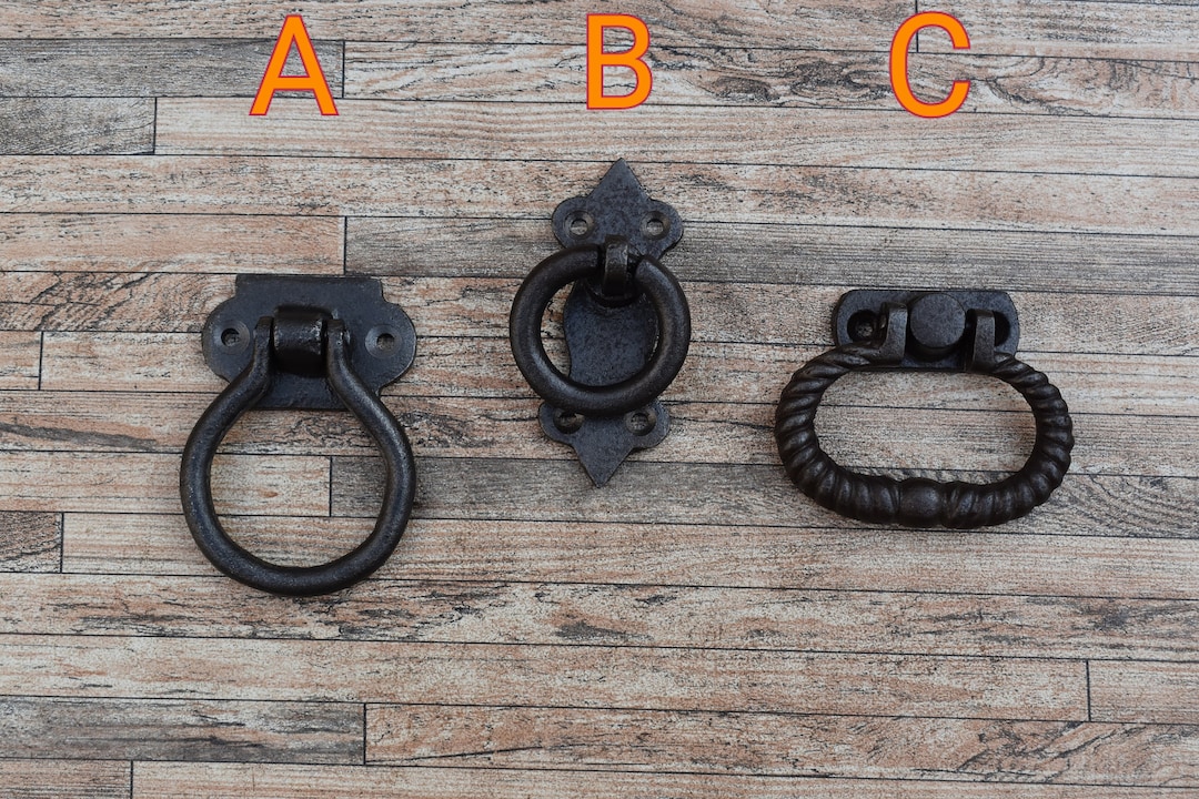 1x Vintage Style Solid Cast Iron Door Ring Pulls Drop Knob Handle Gate ...