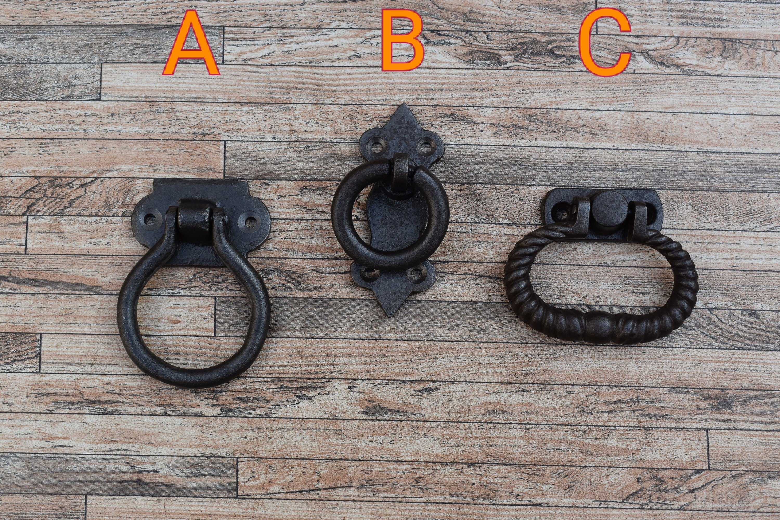 1x Vintage Style Solid Cast Iron Door Ring Pulls Drop Knob Handle Gate ...