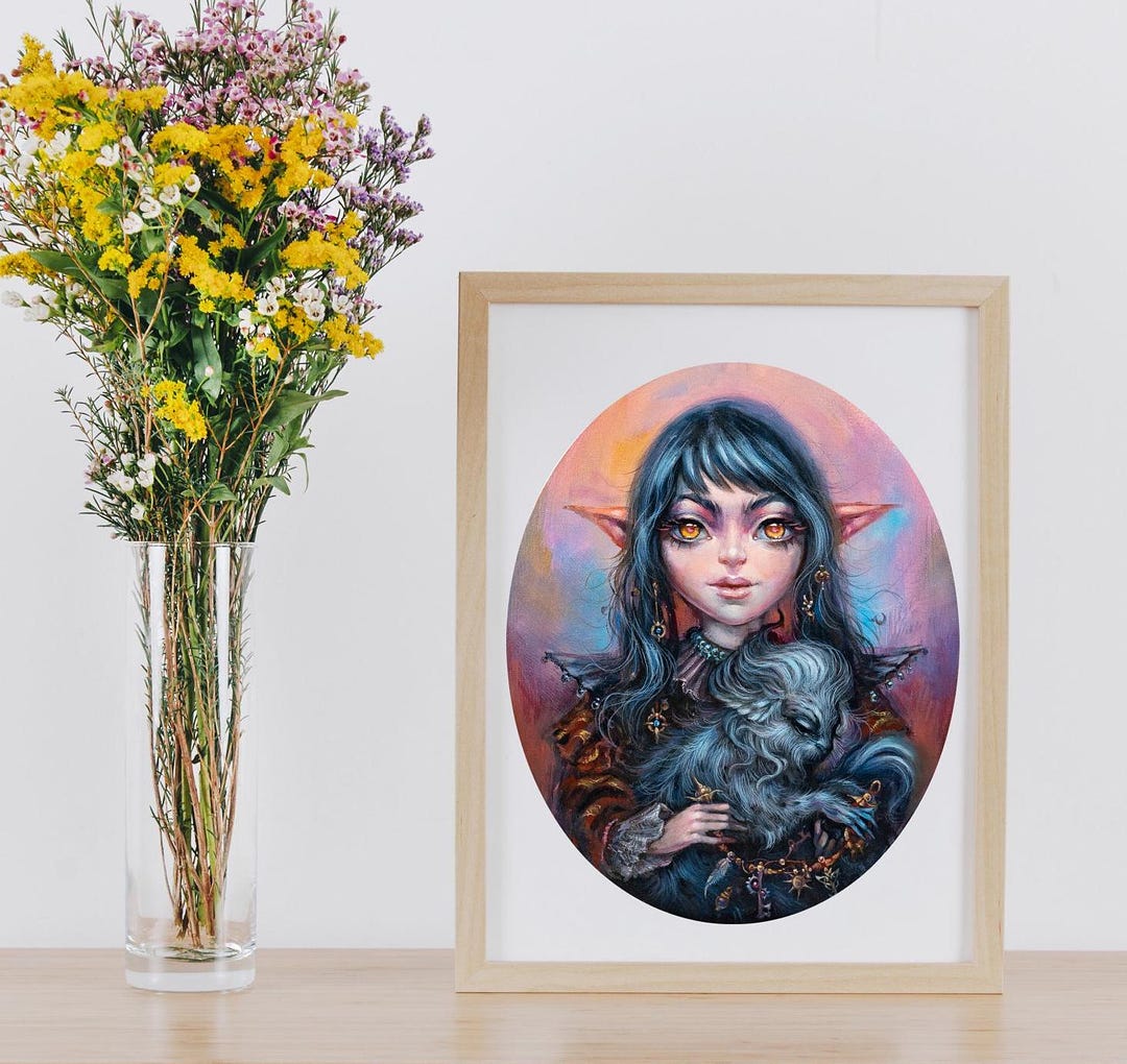 Digital Download Print, Elf Painting, Fantasy Girl Wall Art, Whimsical ...
