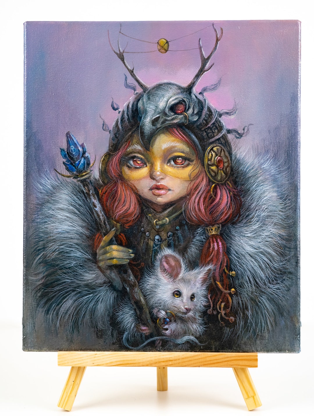 Witch Portrait Painting, Magical Canvas Art, Acrylic Painting, Witch ...