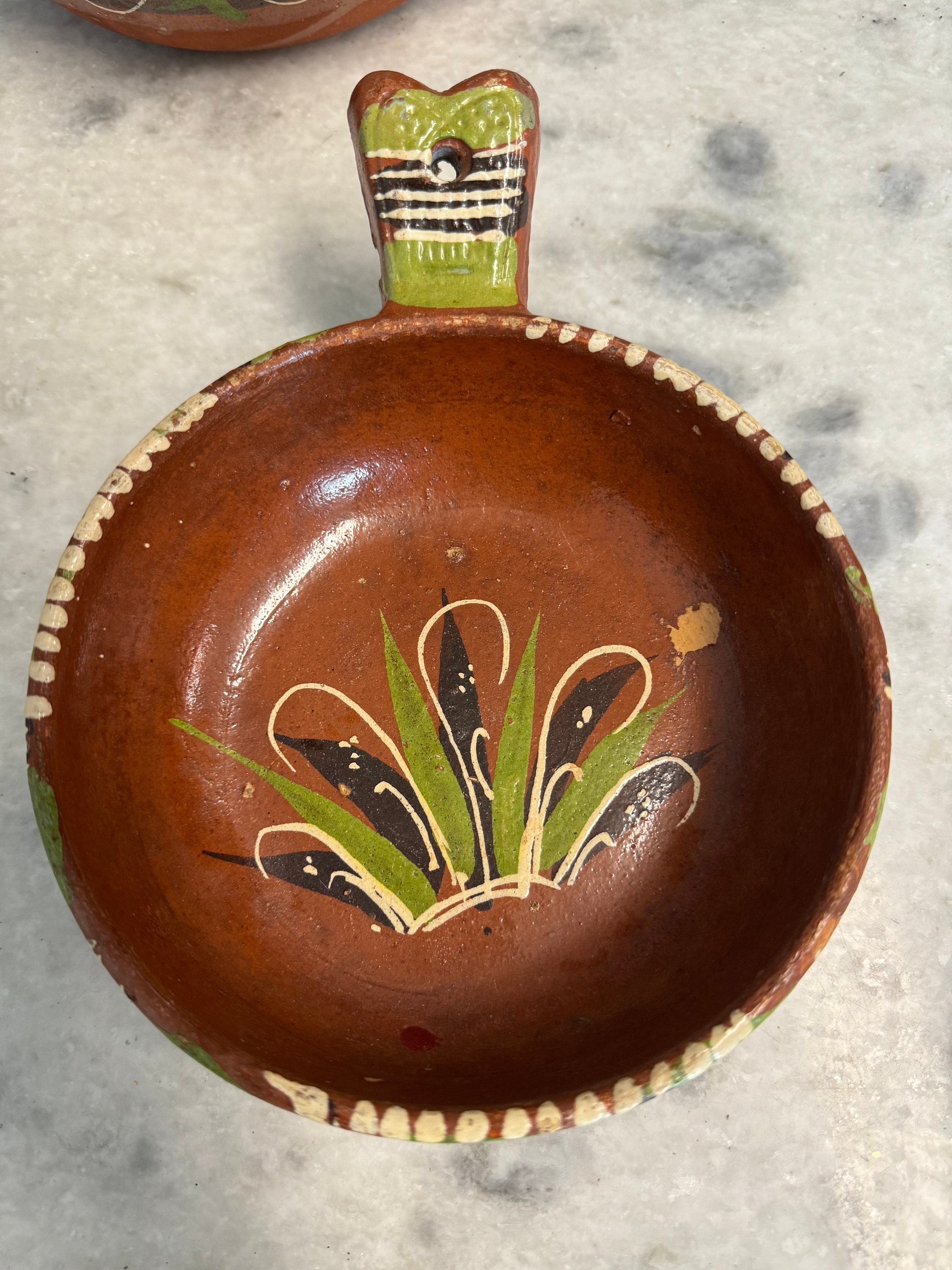 Vintage Mexican Handmade Red Clay Nesting Pans, Handpainted Mexican ...