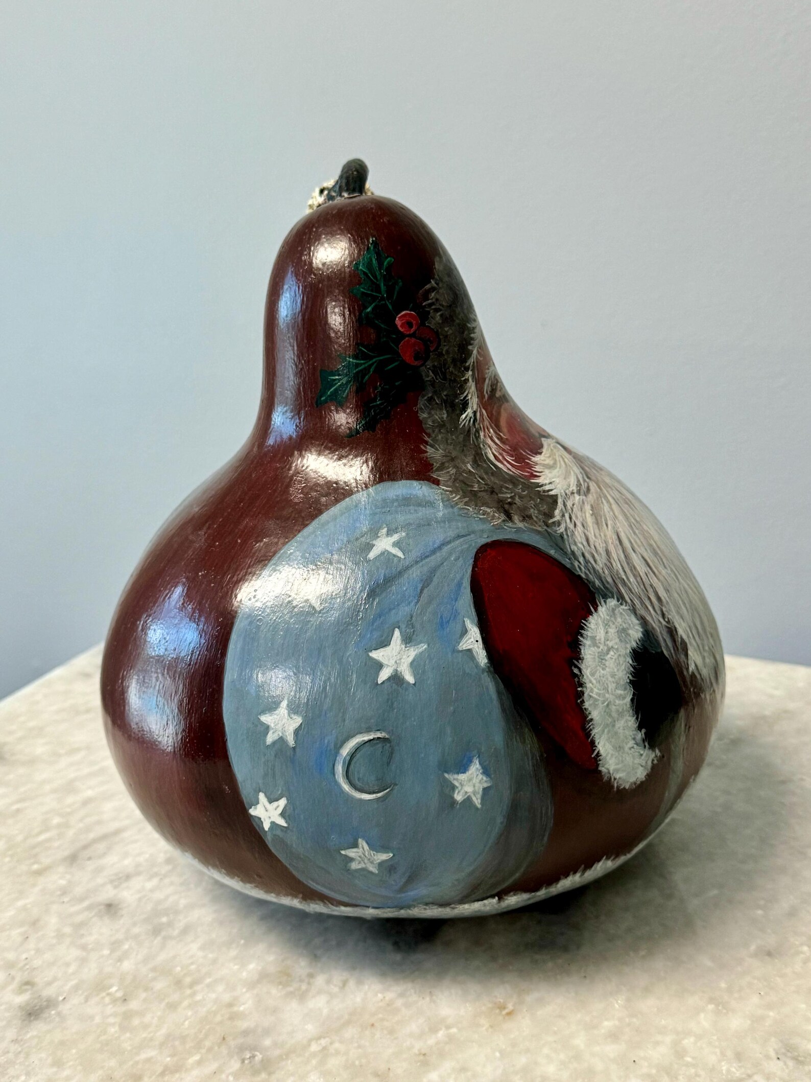 Handpainted Large Dried Gourd, Handpainted Santa Gourd, Folk Art Santa ...