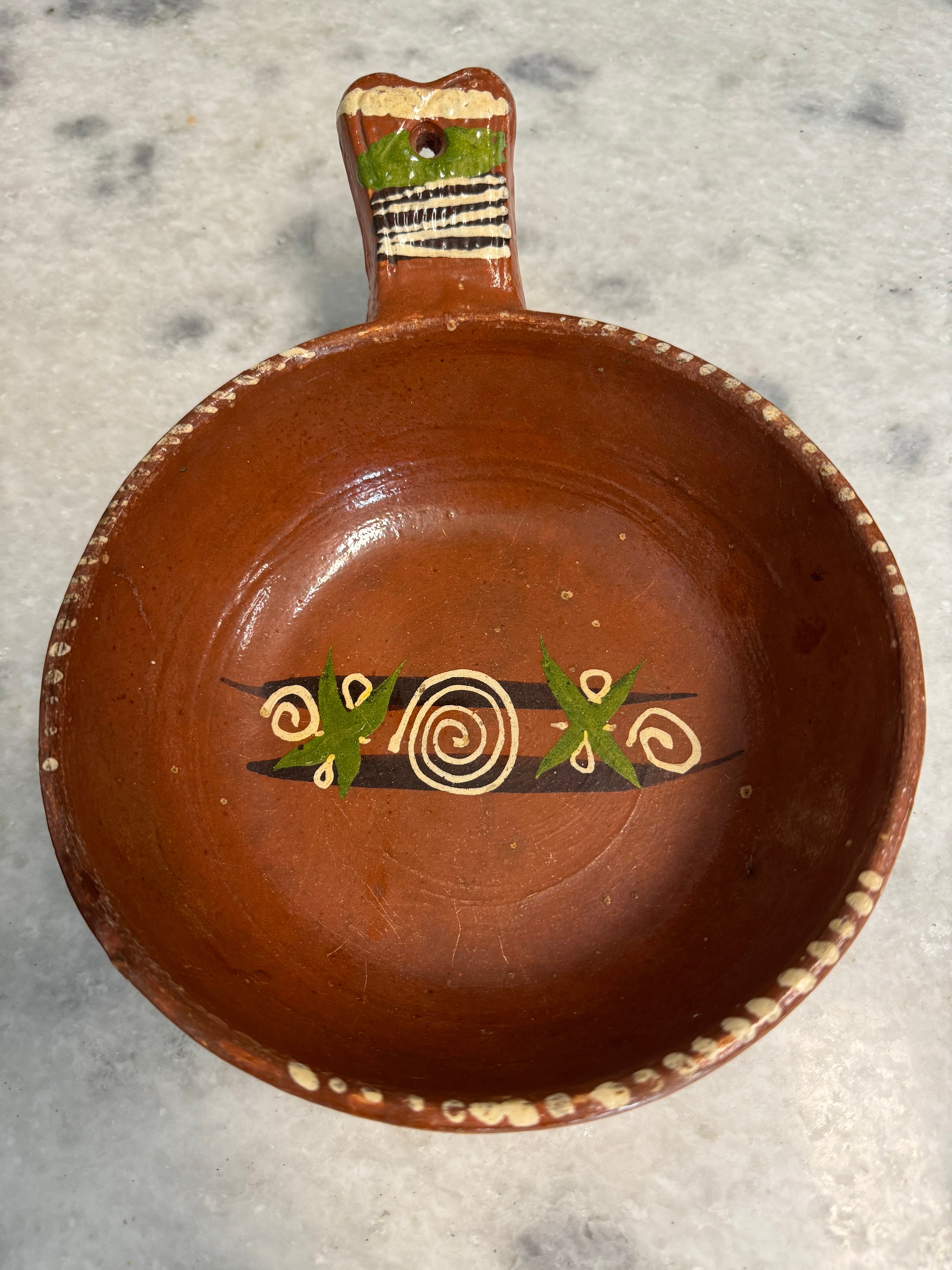 Vintage Mexican Handmade Red Clay Nesting Pans, Handpainted Mexican ...