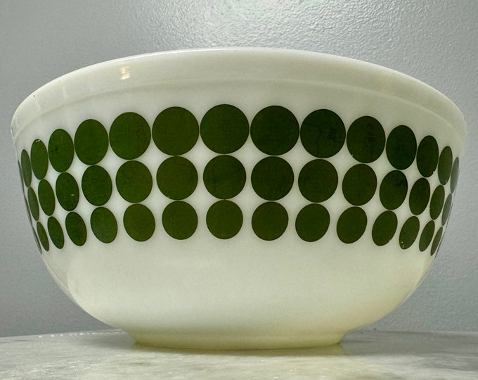 Vintage Pyrex Green Dot Mixing Bowl 404, Pyrex Dot Bowl, Olive Green ...