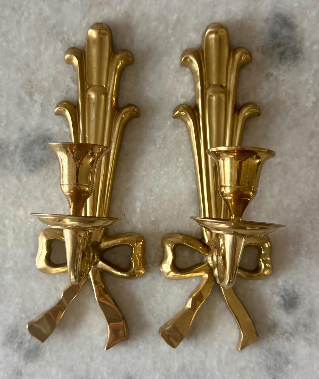 Vintage Brass Bow Sconce Made in India Set of Two - Etsy