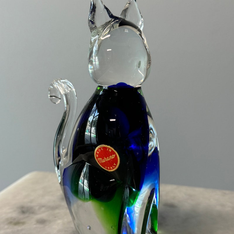 Glass Cat Figurine - Etsy