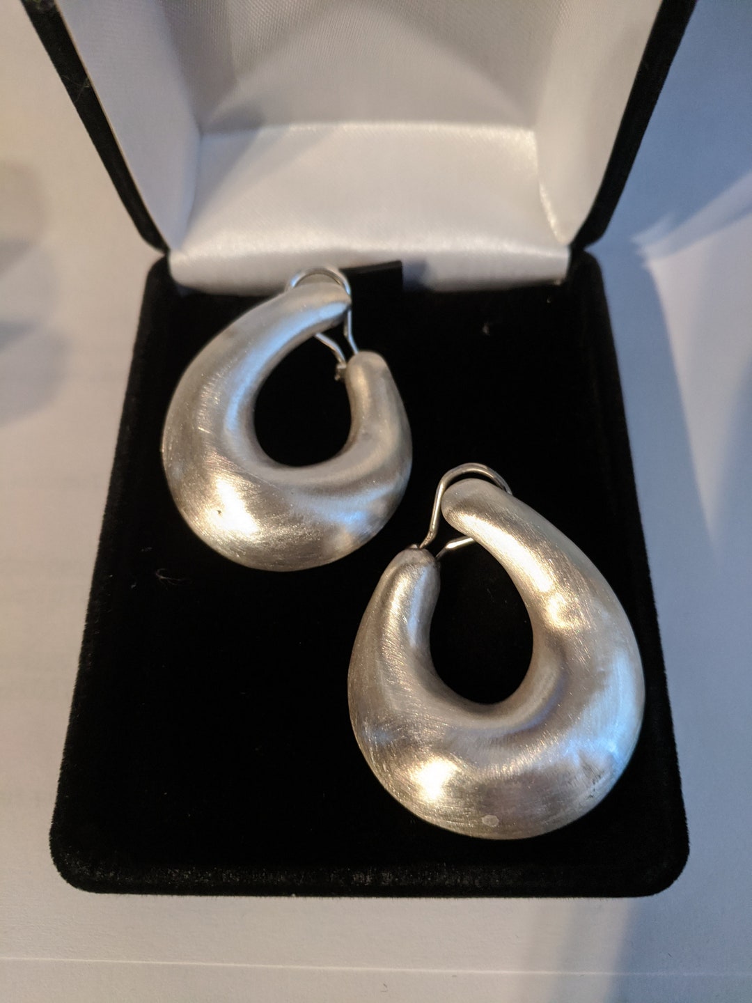 Sterling Silver Satin Finish Ear-clip Hoops - Etsy