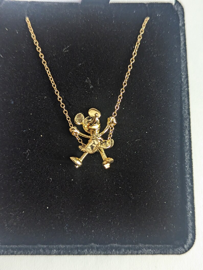 18 Karat Yellow Gold Mini Mouse Likeness on 14 Karat Yellow Gold Cable ...