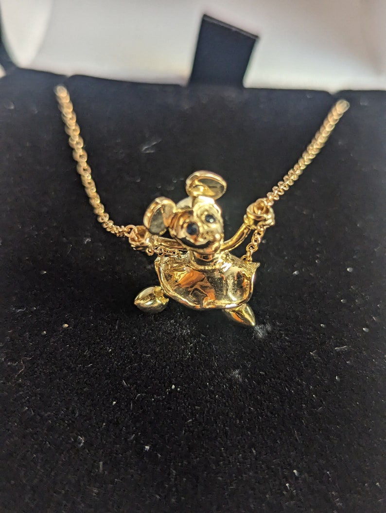 18 Karat Yellow Gold Mini Mouse Likeness on 14 Karat Yellow Gold Cable ...