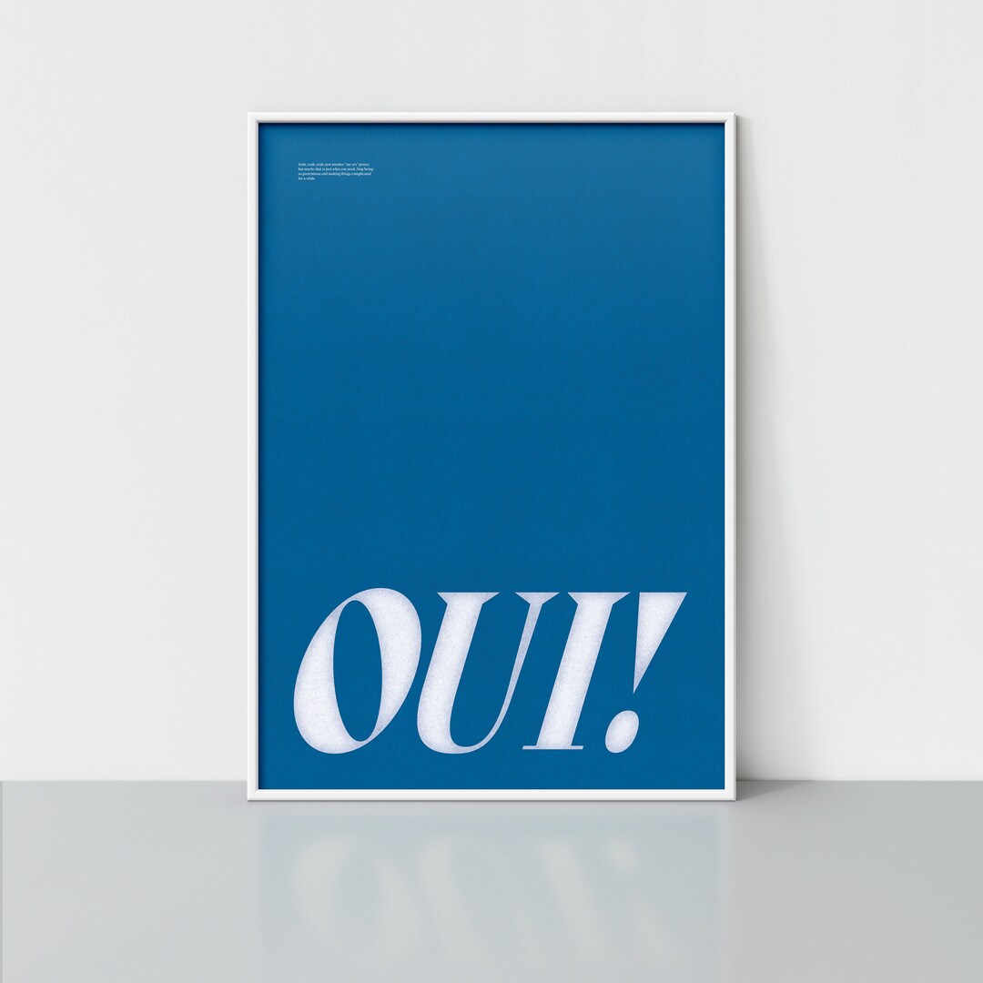 Vintage French Poster | Oui Poster Print | Retro Print | Typography ...