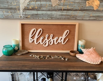 Blessed Sign Wood Blessed Sign Fall Décor Thanksgiving - Etsy