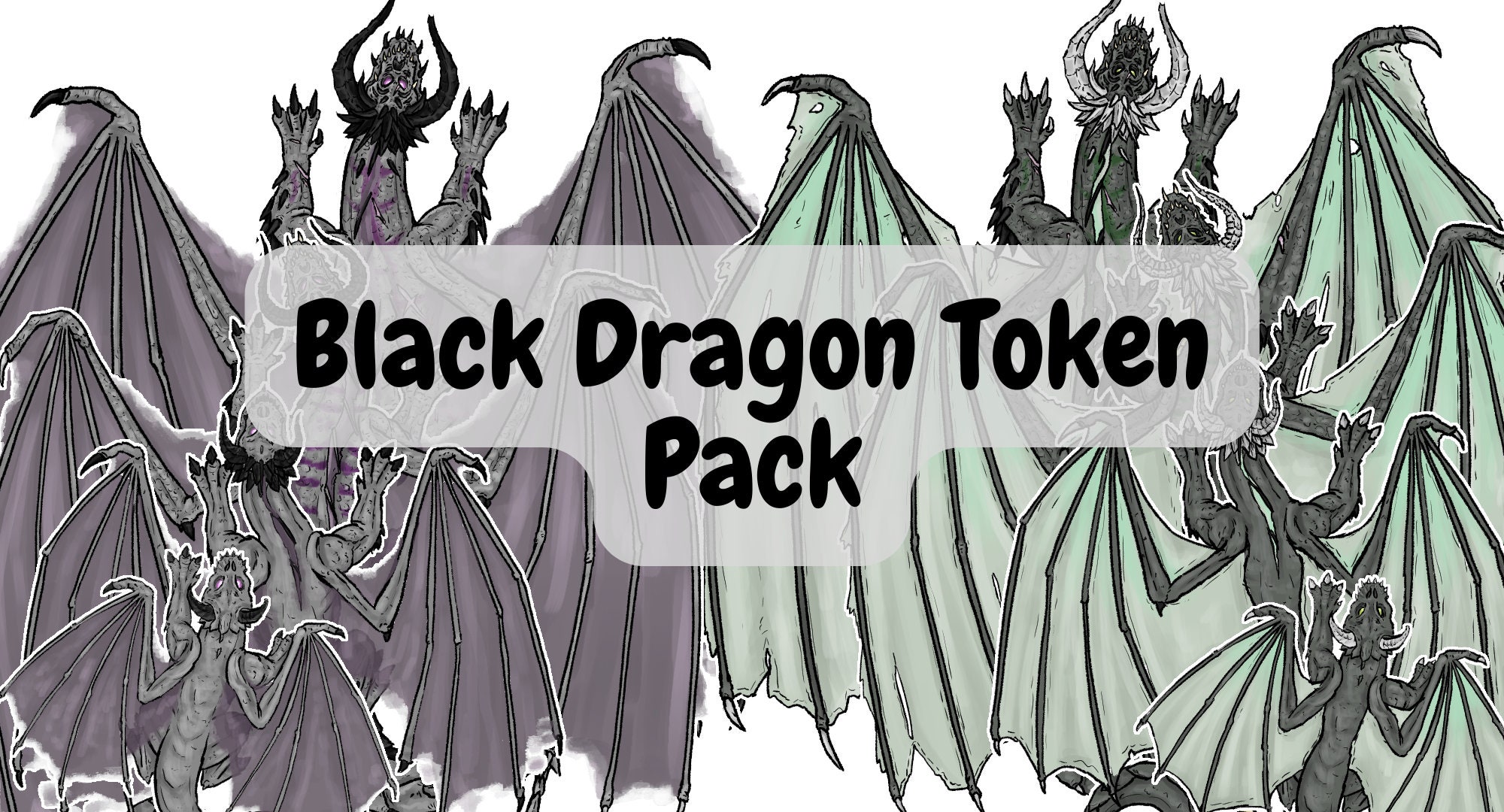 Black Dragon Token Pack Printable Tokens - Etsy