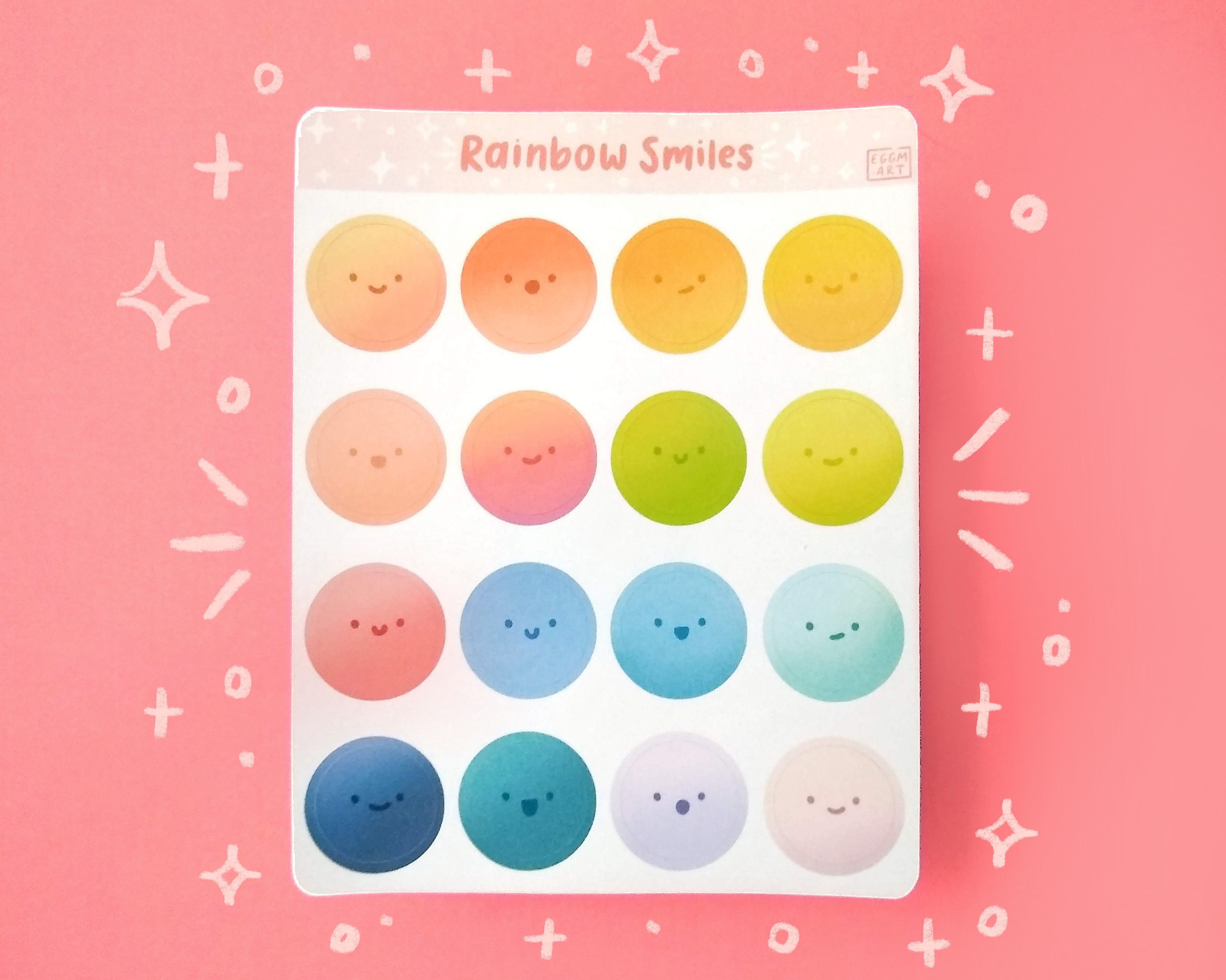 Rainbow Gradient Smile Circle Sticker Sheet | Bullet Journal and ...