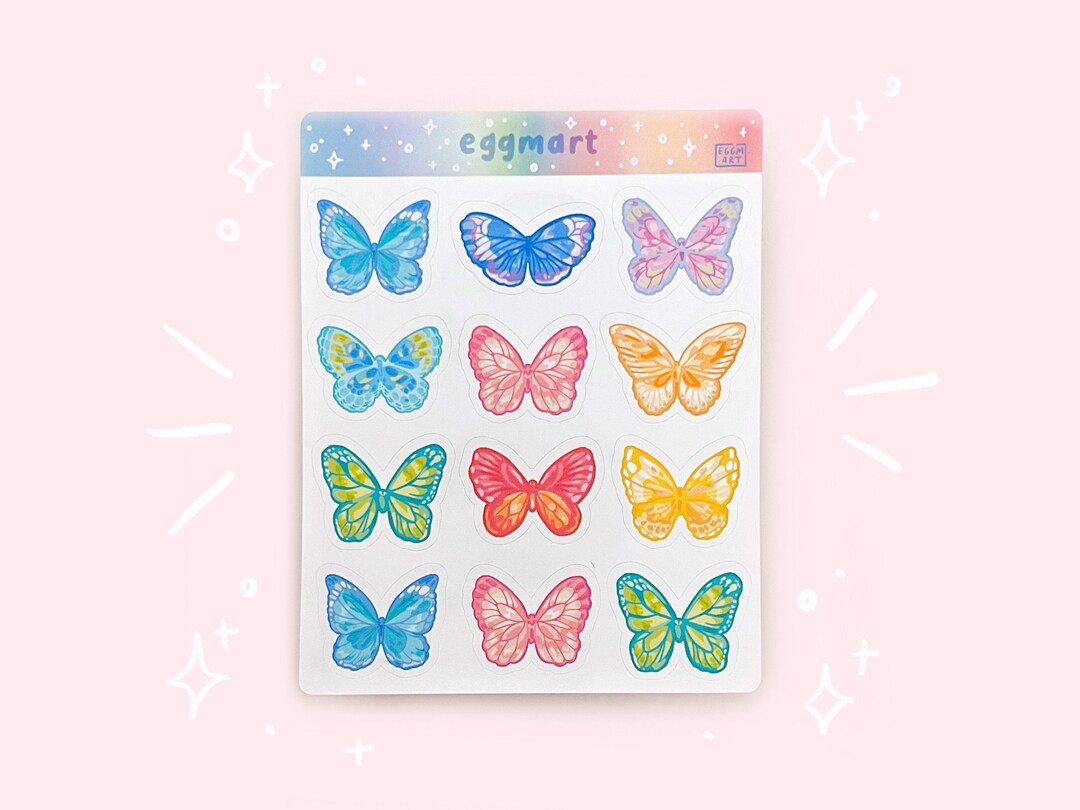 Rainbow Butterfly Sticker Sheet Bullet Journal and - Etsy