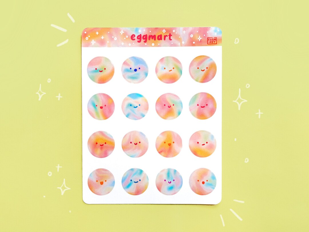 Tie Dye Smile Circle Sticker Sheet | Bullet Journal and Scrapbooking ...