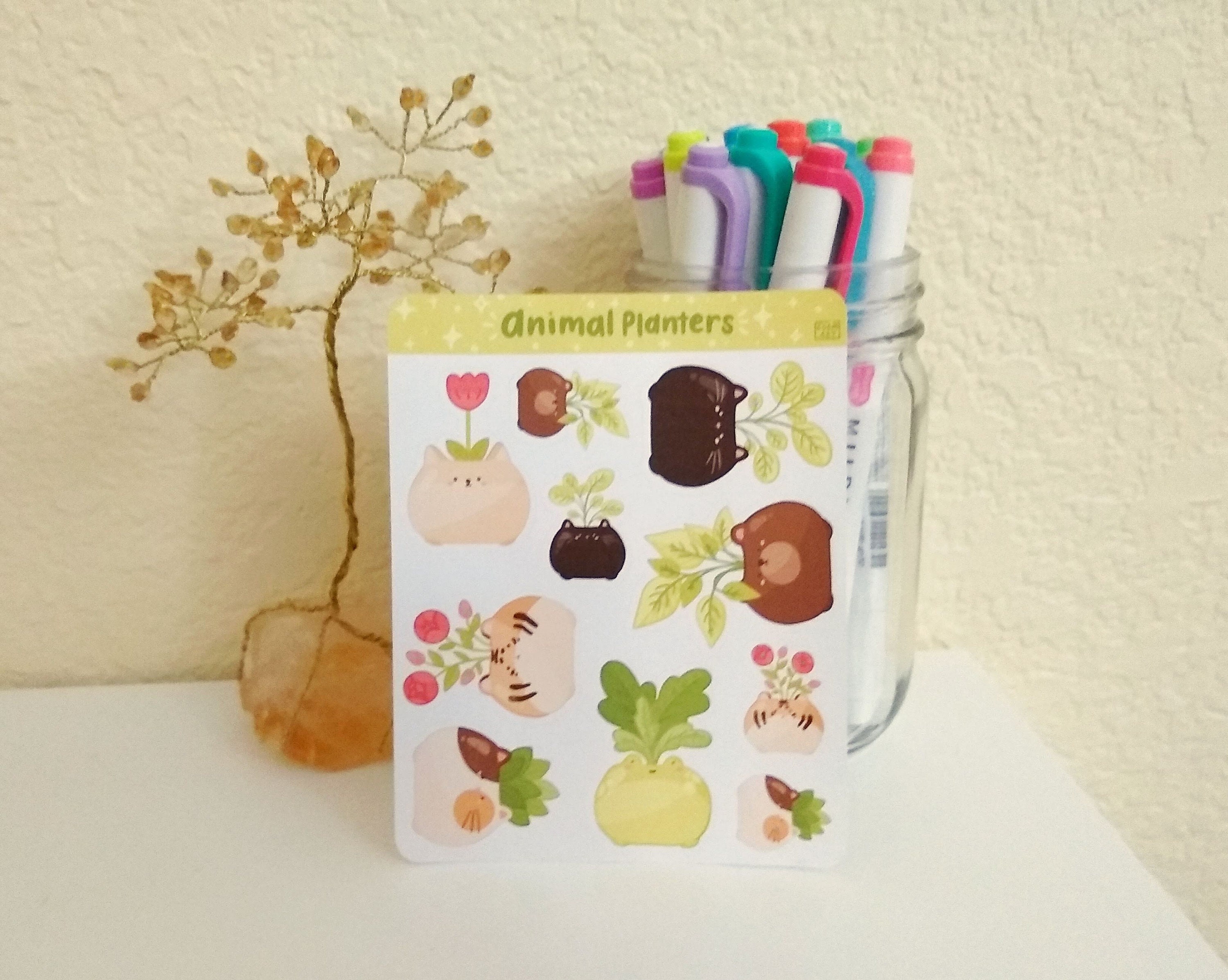 Animal Planters Sticker Sheet Bullet Journal and | Etsy