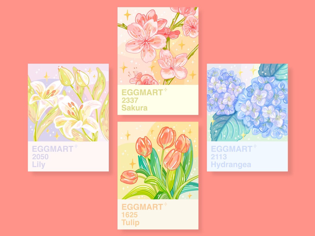 Flower Mini Print Set | Four Designs per Set | Hand Drawn Art Prints - Etsy