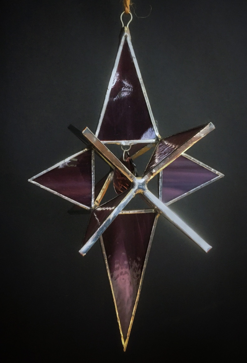 Large Stained Glass Moravian Star With Centre Crystal. Hand | Etsy