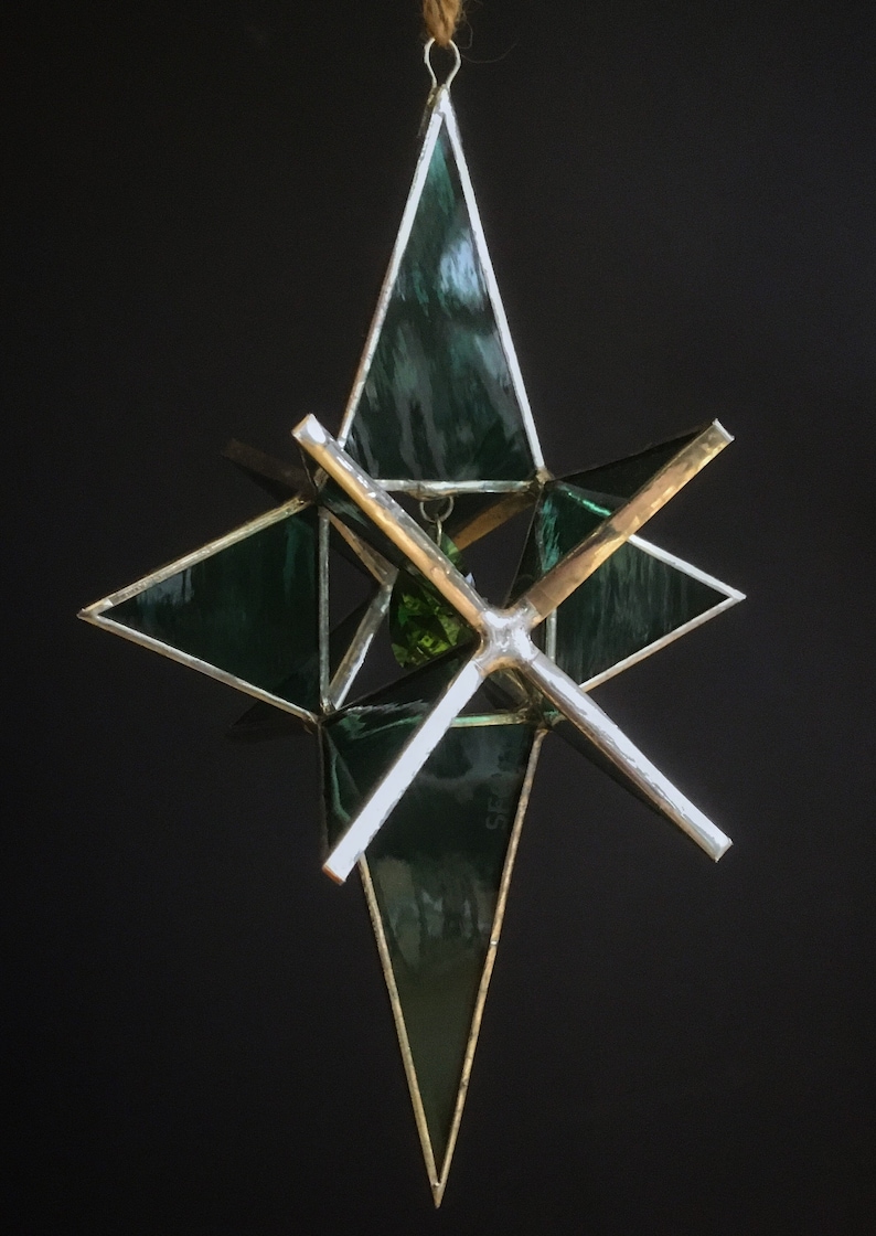 Large Stained Glass Moravian Star With Centre Crystal. Hand | Etsy