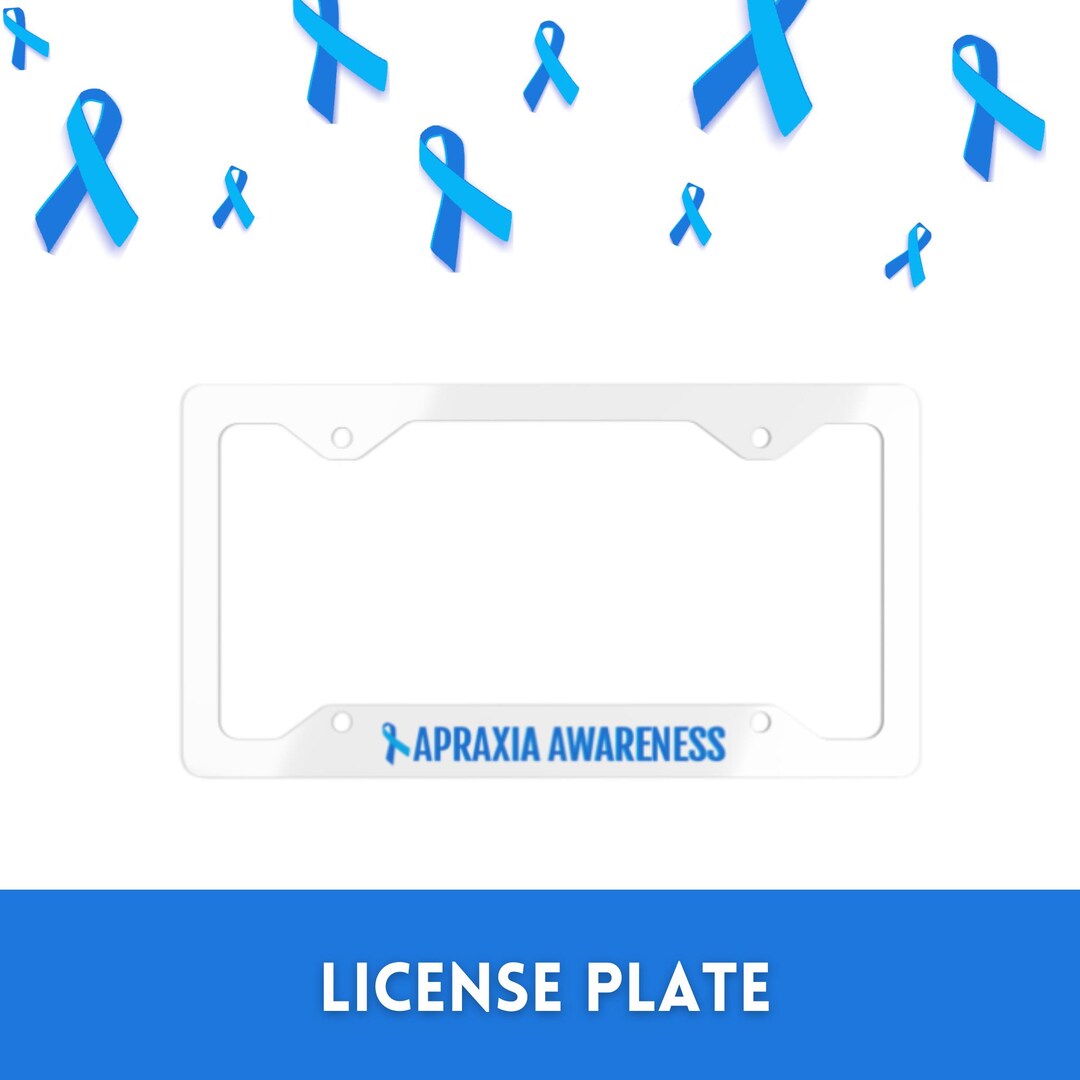 White Apraxia Ribbon Awareness Metal License Plate Frame Apraxia ...