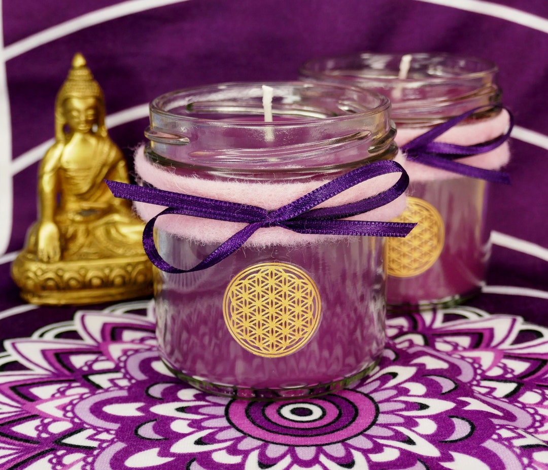 Vela chakra violeta Chakra de la Corona la flor de la vida - Etsy España