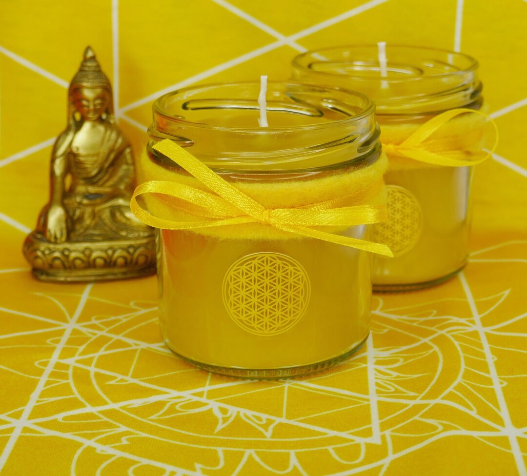 Chakra Candle Yellow | Solar Plexus | Flower of Life - Etsy