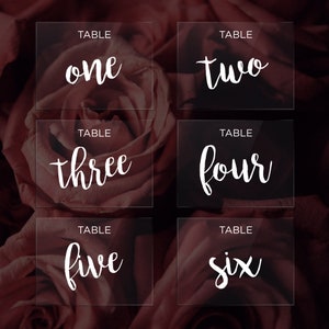 Editable Table Sign, Bundle of 6 or More, Clear Acrylic Wedding Table ...
