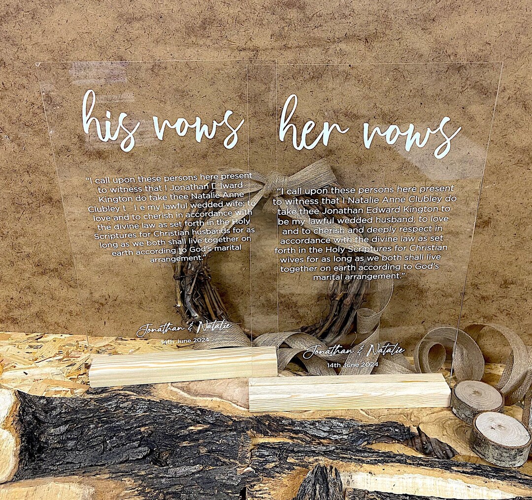 Personalized 2 Panels Vow Wedding Photo Frame Clear Acrylic Wife and ...