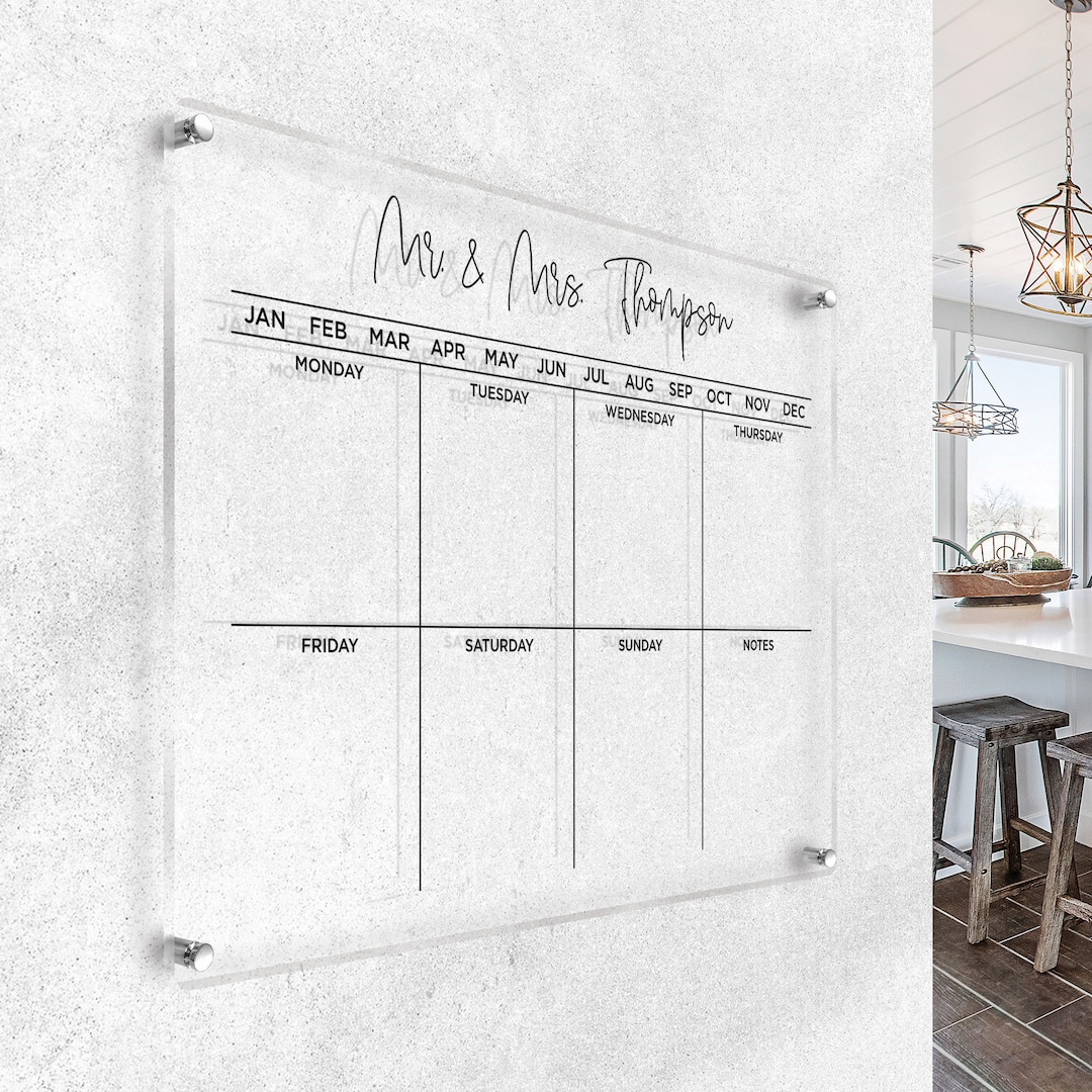Acrylic Wall Calendar, 4,7 Mm Personalized Weekly Wall Mounted Calendar ...