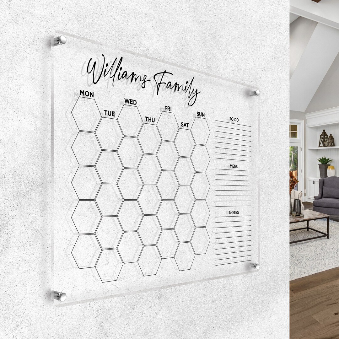 Acrylic Note Board Wall Calendar, 4,7 Mm Personalized Monthly Wall ...