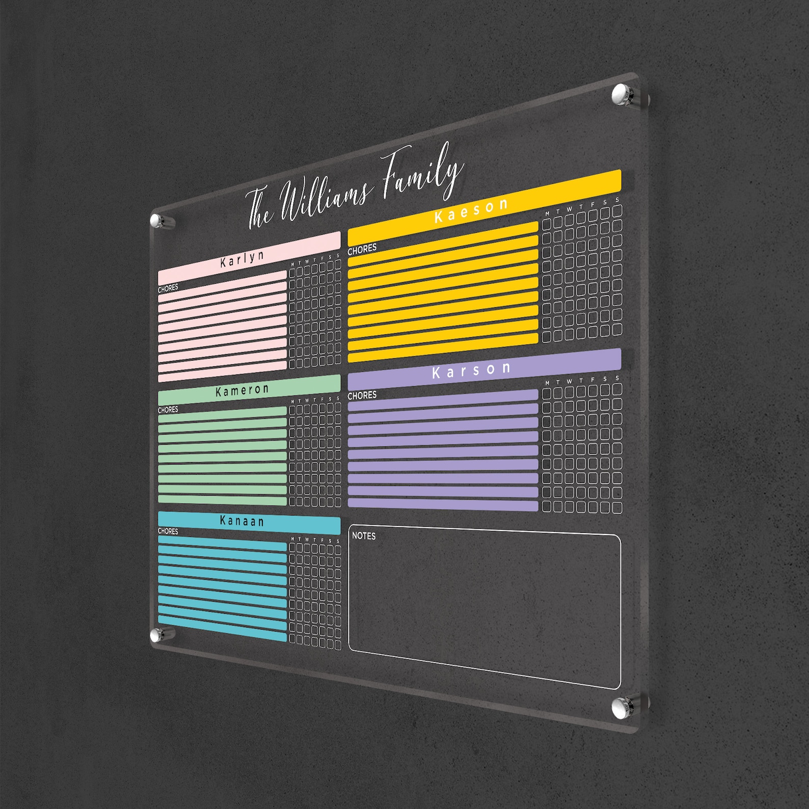 Personalized Acrylic Chore Chart (no. 5): Dry Erase Family Command ...