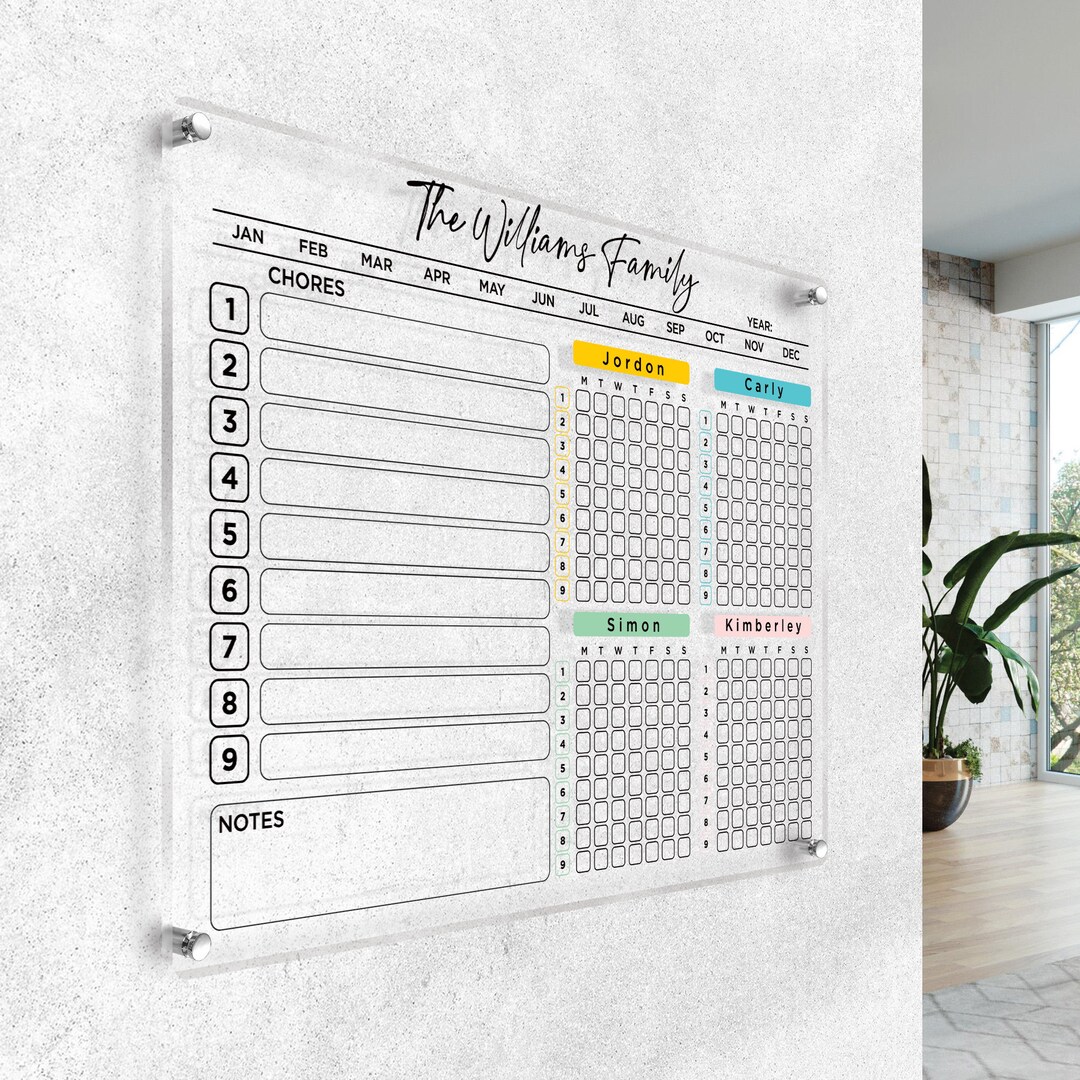 Personalized Acrylic Chore Chart (style No.1): Dry Erase Family Command ...