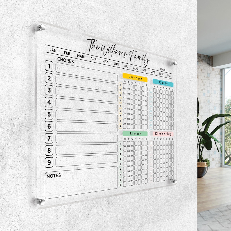 Personalized Acrylic Chore Chart style No.1 Dry Erase Family - Etsy