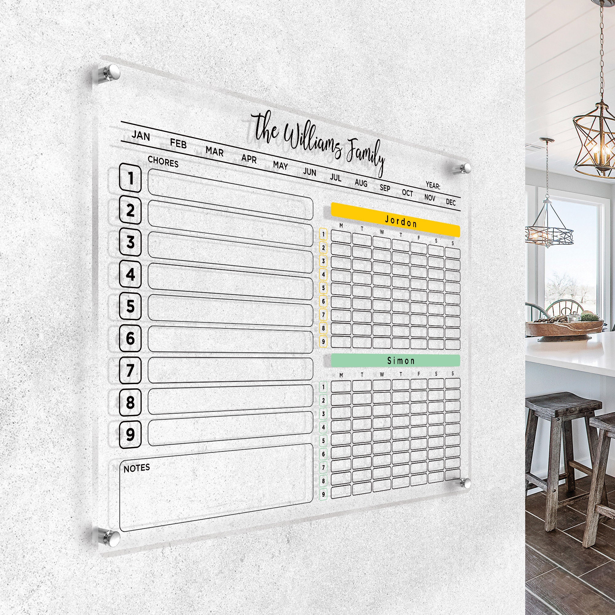 Personalized Acrylic Chore Chart style No.1 Dry Erase Family - Etsy UK
